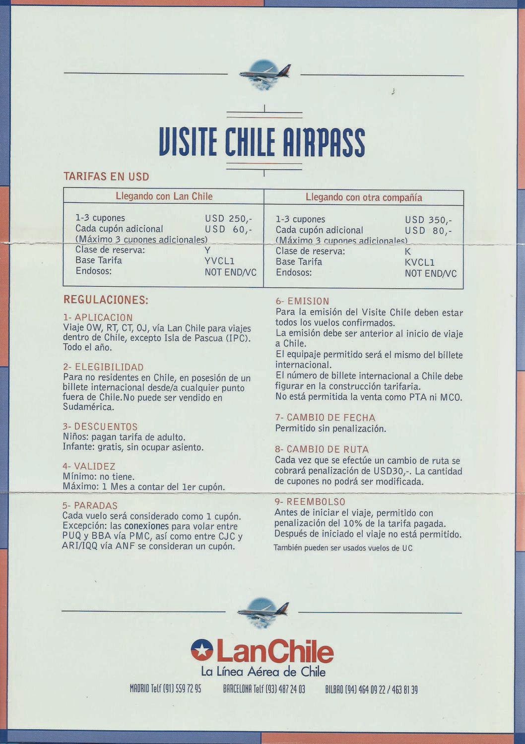 Airline memorabilia: Lan Chile (1997)