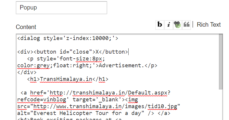 Create a auto popup Modal Popup Window in Blogger with close button