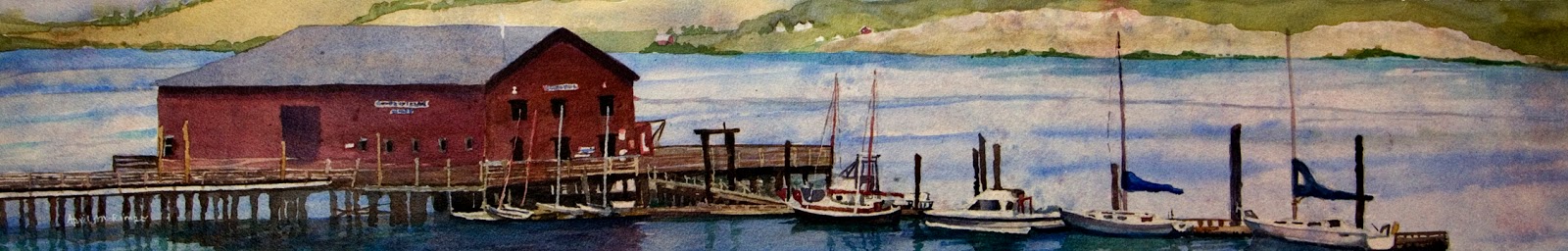 April M. Rimpo Art: "Dockside" 5" X 31" fluid acrylic