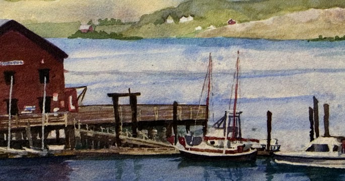 April M. Rimpo Art: "Dockside" 5" X 31" fluid acrylic