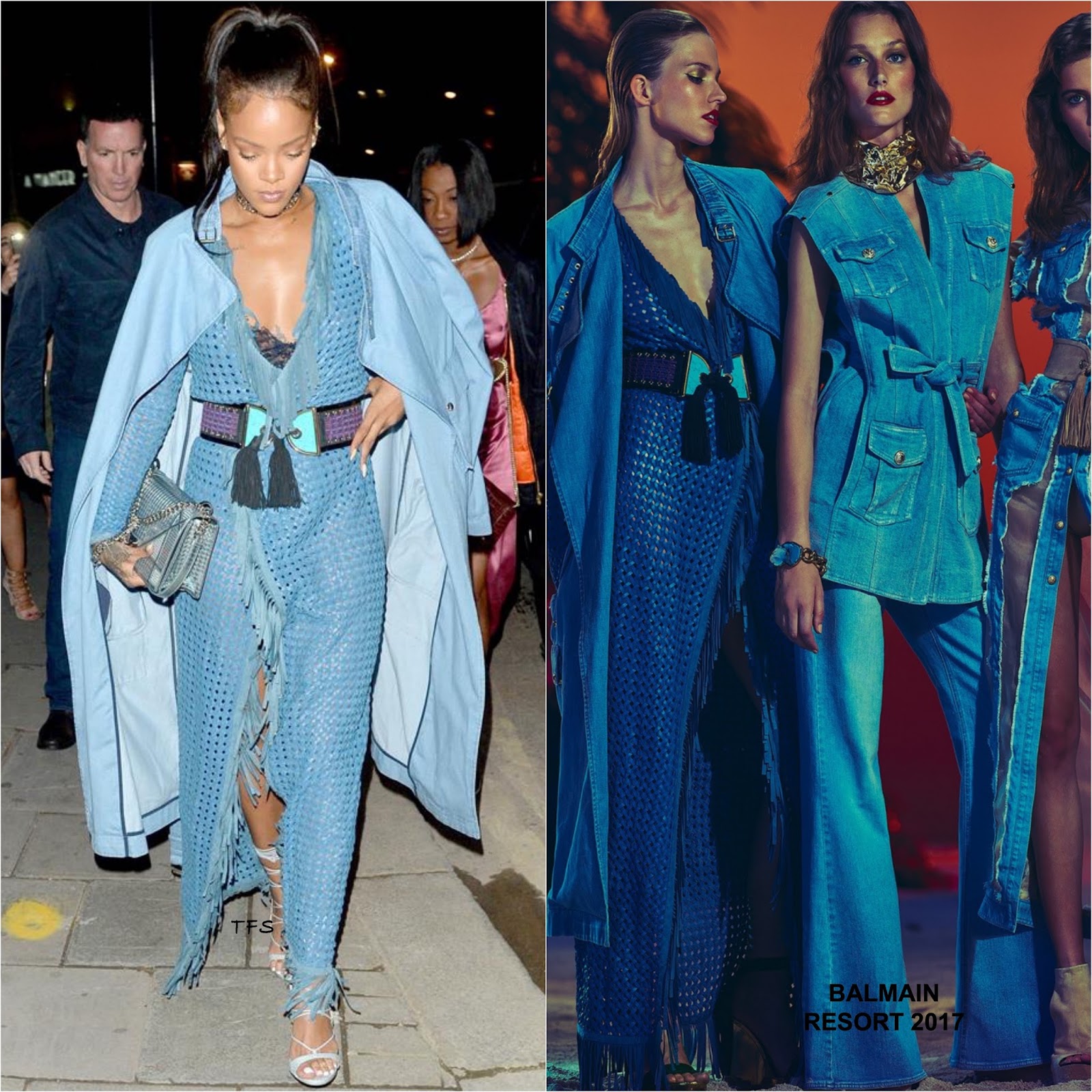 Rihanna in Balmain at Tape Night Club