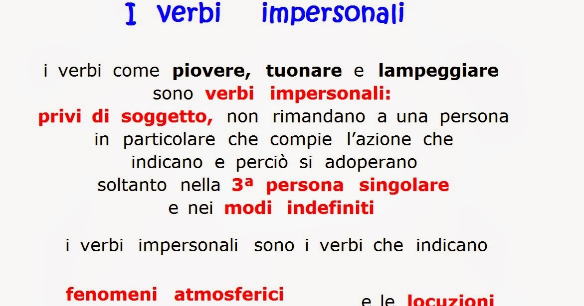 Paradiso delle mappe: I verbi impersonali