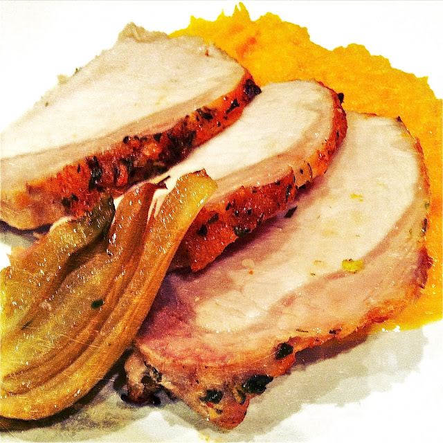 delicious wife: pork ribeye roast with roasted fennel and butternut mash