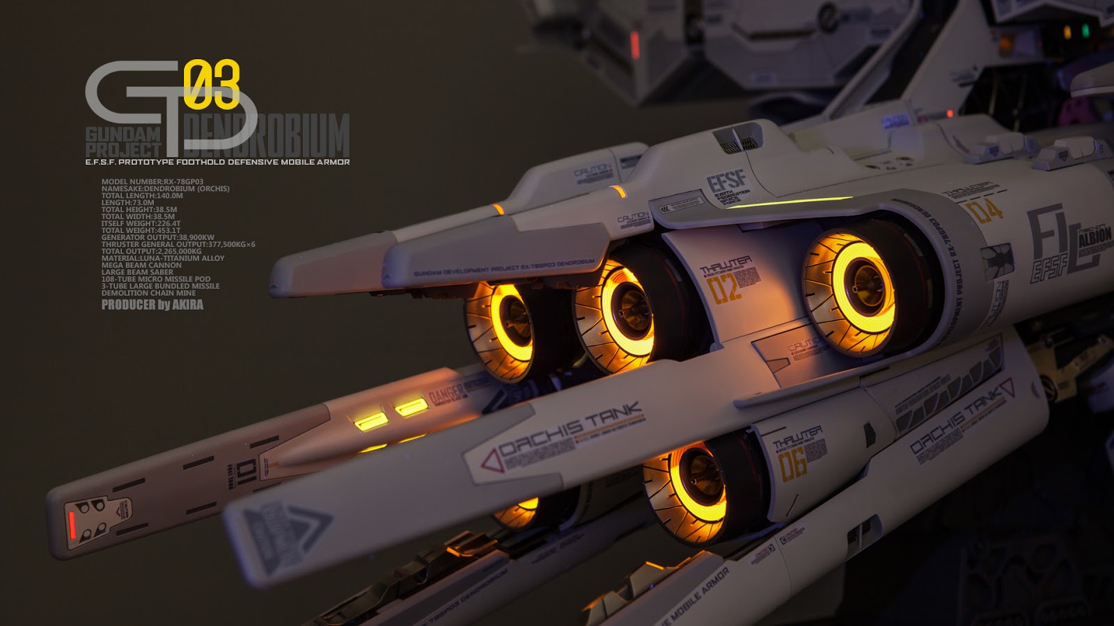 Custom Build: HGUC 1/144 RX-78 GP03 Gundam GP03 Dendrobium + LED