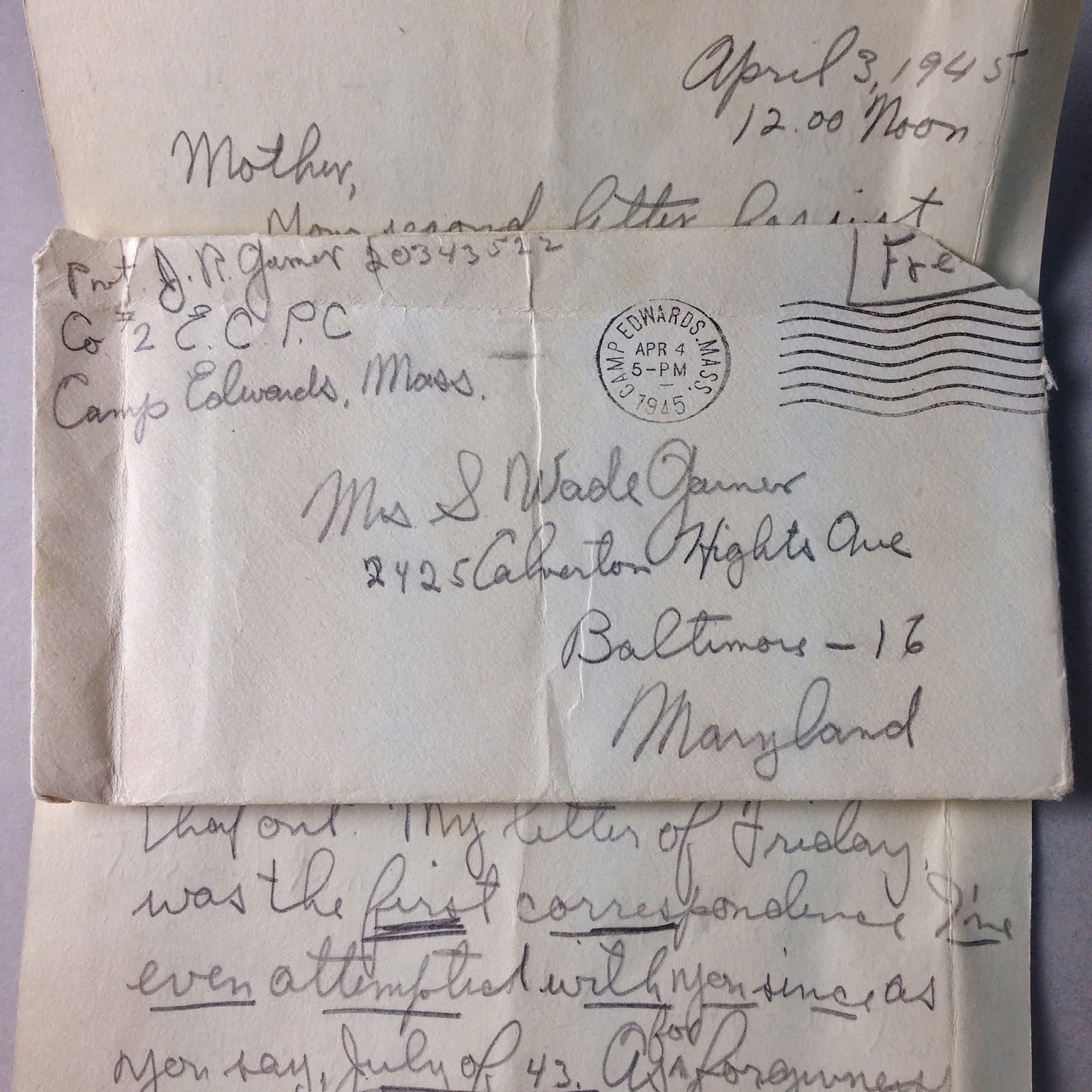 Dear Mary: Letters from "The War": Letter #75 from Joseph Randolph ...