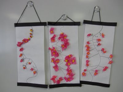 El Sol Art: Japanese Cherry Blossom Scrolls