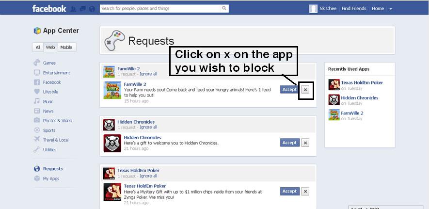 Application Development: How to block facebook apps / games request