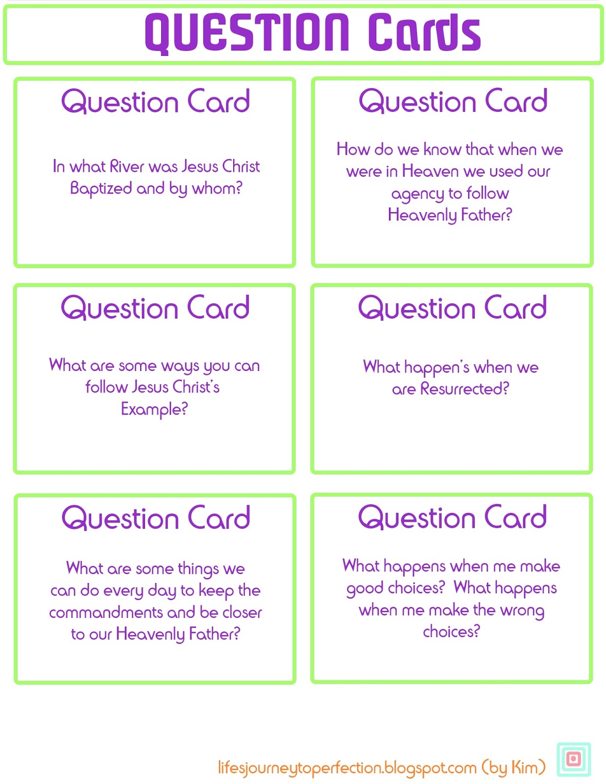 Life's Journey To Perfection: Sharing Time February 2014 Week 4: Agency ...