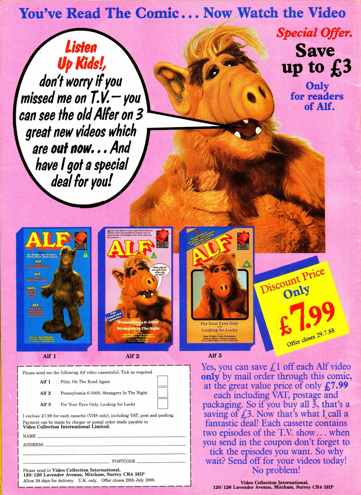 STARLOGGED - GEEK MEDIA AGAIN: 1988: ALF VHS ADVERT (Marvel UK)