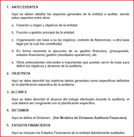 Aprendiendo Auditoria Gubernamental: Estructura del Informe de ... Aprendiendo Auditoria Gubernamental: Estructura del Informe de ...