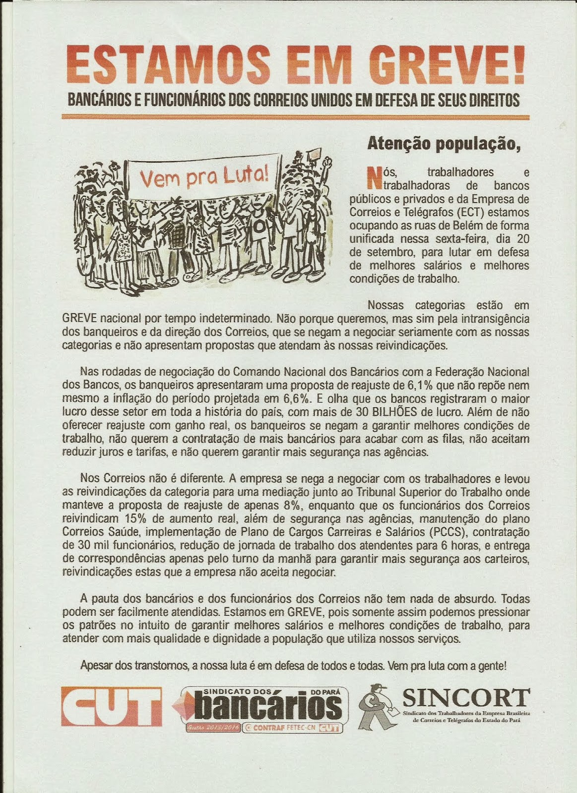 SINCORT/PA: Carta aberta a população informando os motivos da greve dos ...