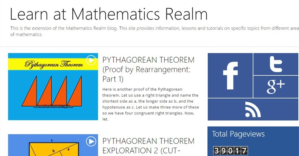 Mathematics Blogs ~ Mathematics Realm