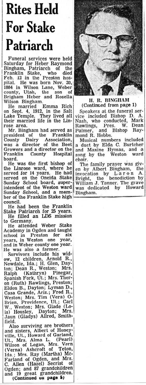 Harrison Histories: Heber Raymond Bingham