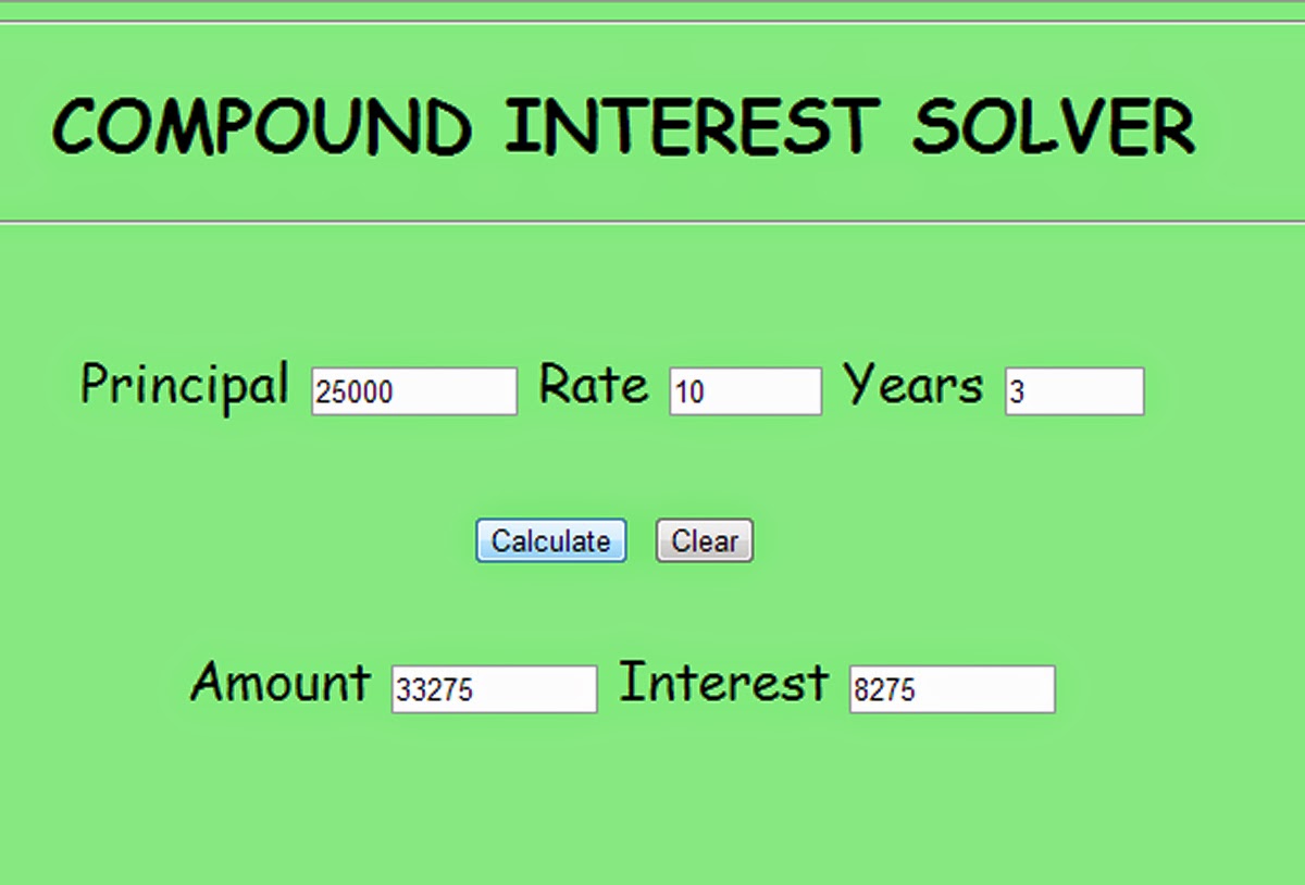 Free Programming Source Codes And Computer Programming Tutorials Compound Interest Solver Using