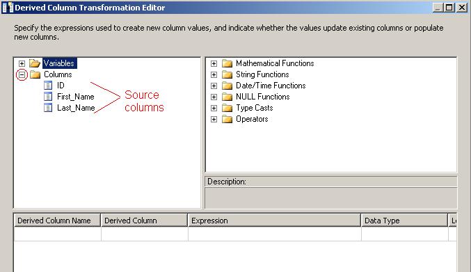 SSIS: DERIVED COLUMN TRANSFORMATION