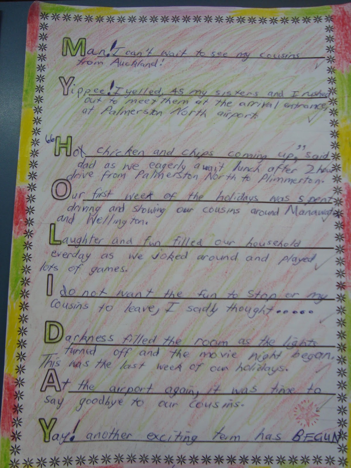 Incredible Cornerstone Kids: Homework Holiday Acrostic Poems