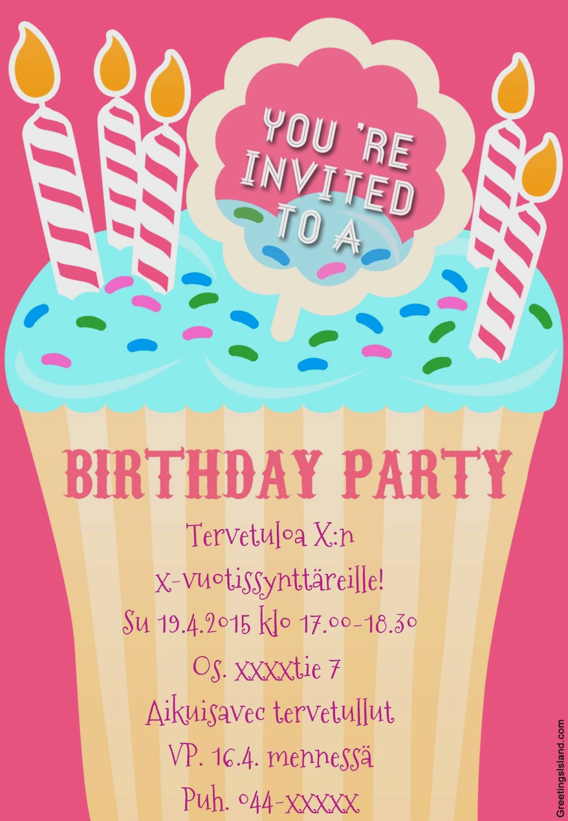 Teemakakkuja, printattavia synttärikutsuja ja ohjelmaa lastenjuhlille