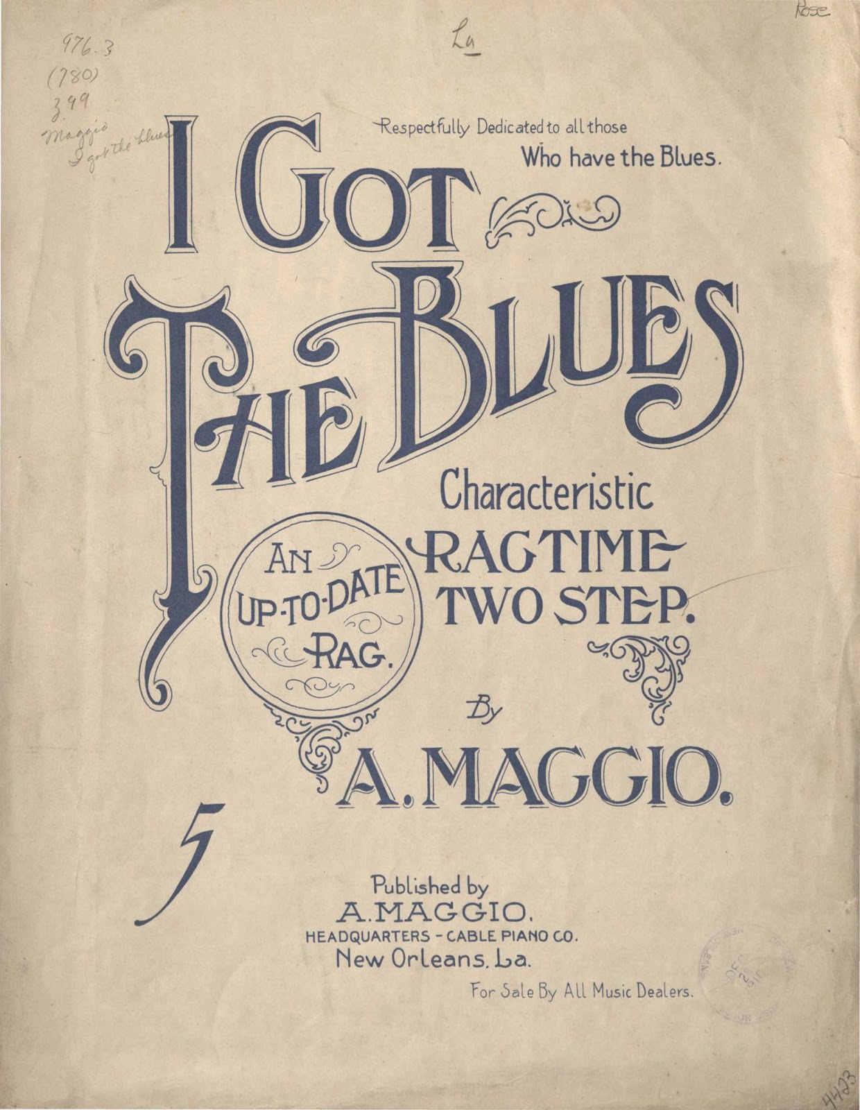 Peter Spitzer Music Blog: "I Got the Blues" (1908), the first published ...