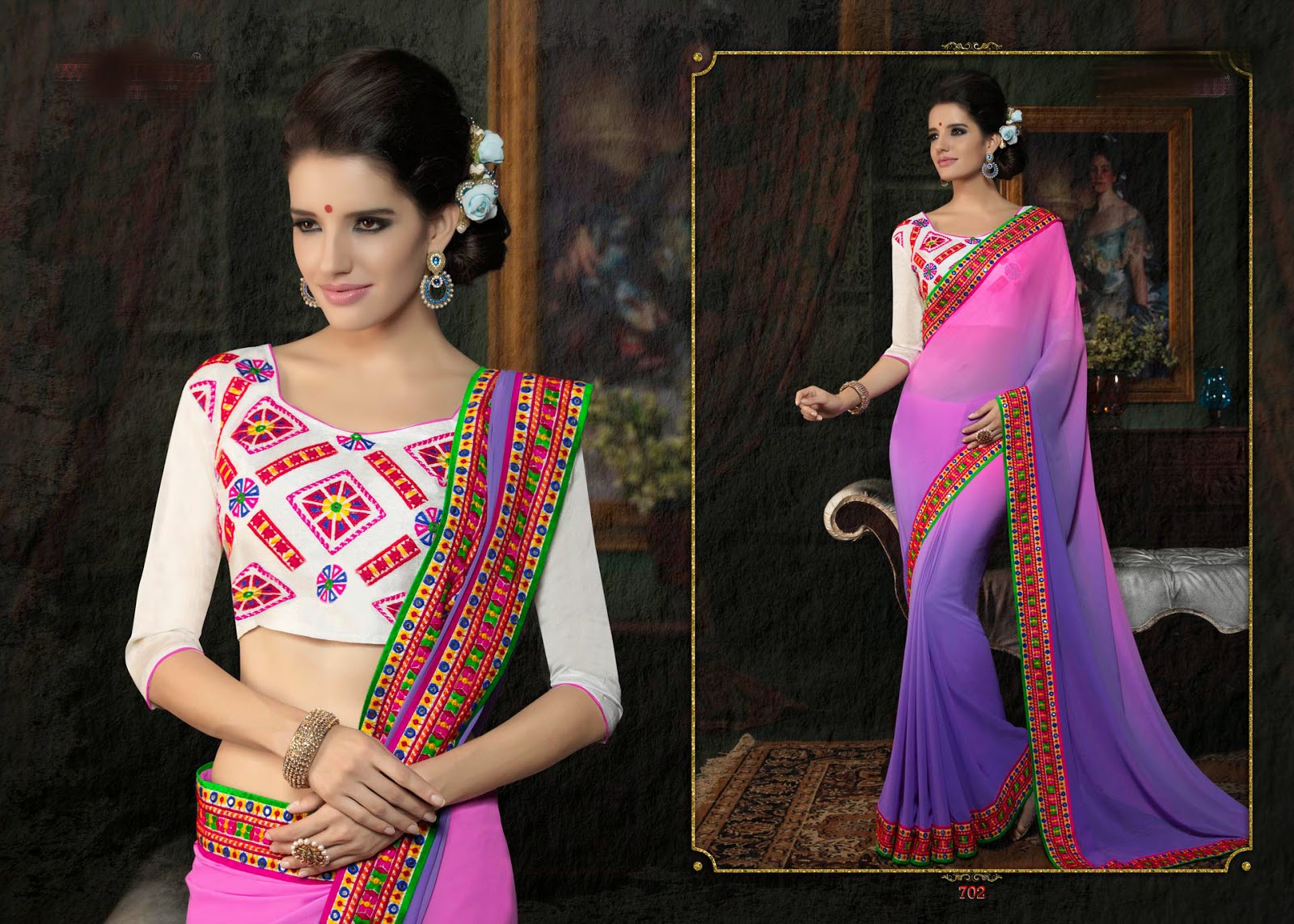 www.veerafab.com: Letest Designer dual color saree