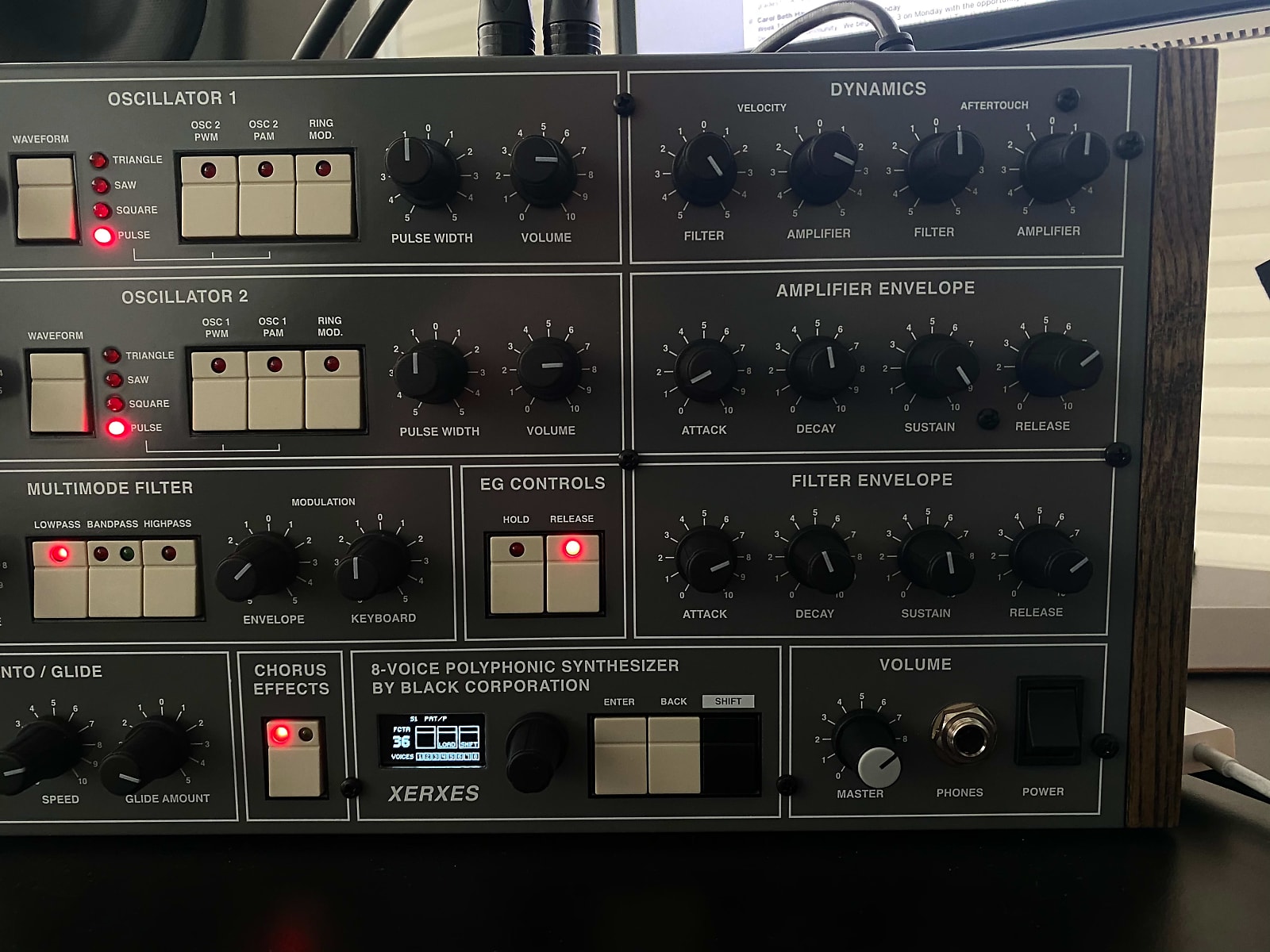 MATRIXSYNTH: Black Corporation Xerxes 8 voice analog synth SN 1725