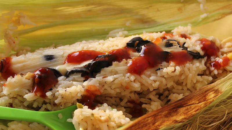 Cheesy Corn Rice - Ribbons to Pastas