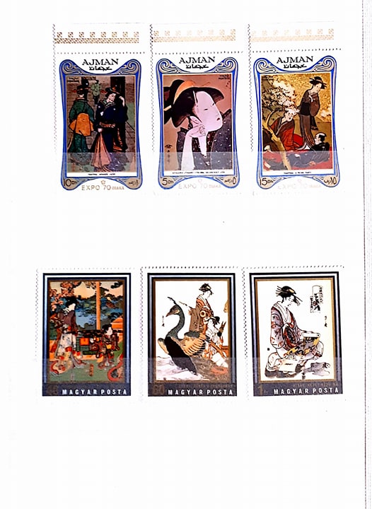 Stamps and albums for sale: Asian and French paintings