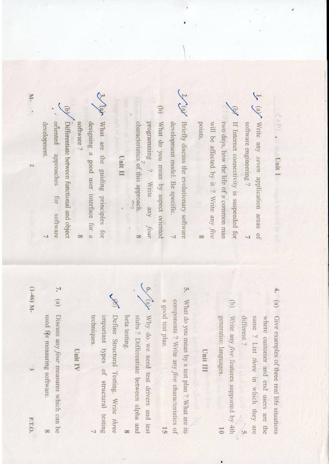 Software Engineering Question Paper CSE-310-B - B.Tech CSE