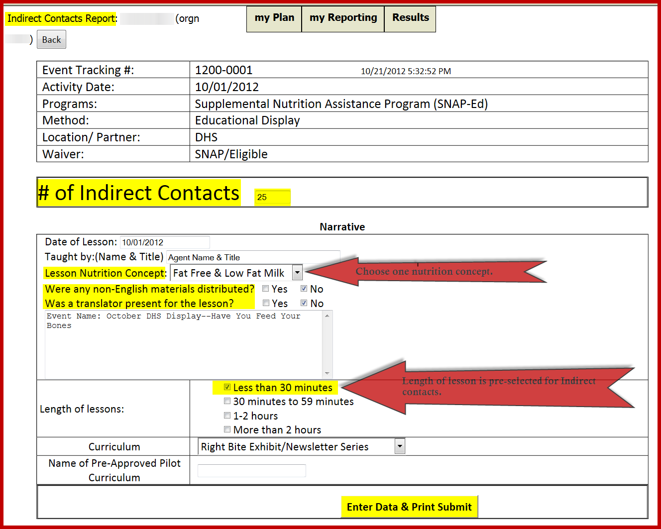 AIMS SNAP Help: Screen shots used for SNAP-Ed AIMS Reporting Centra ...