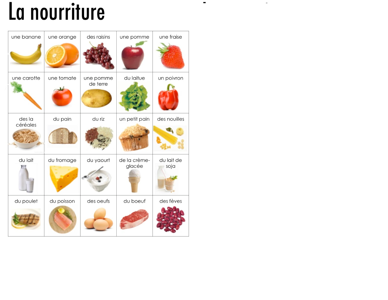 Le monde magique du Français ***: La nourriture - vocabulaire