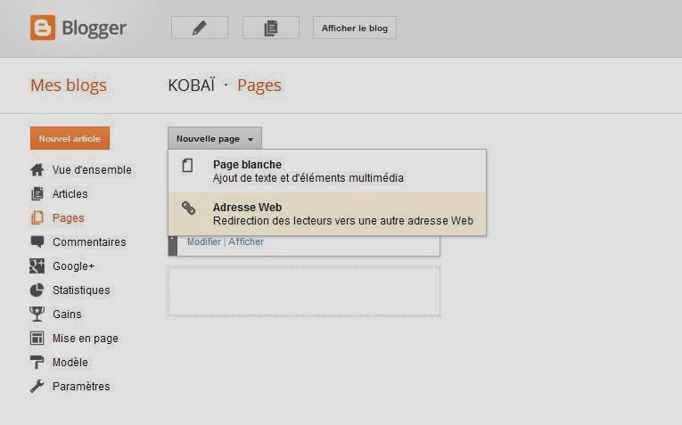 Une Blonde et... BLOGGER: Créer une page ou une "zone statique"