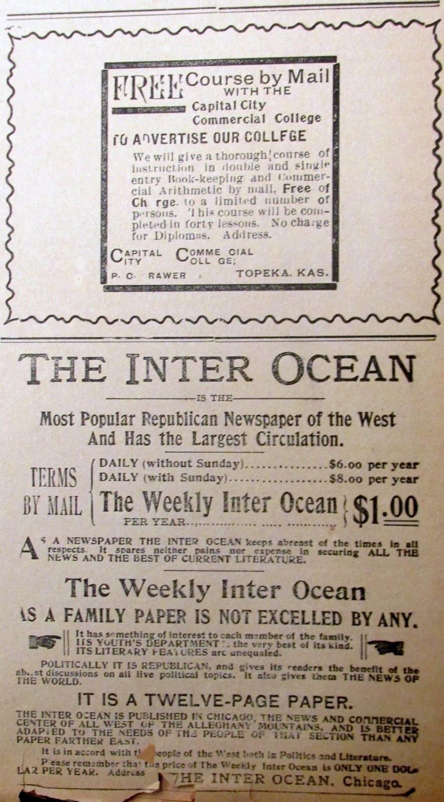 Sutton Nebraska Museum: 1895 Newspaper Ads