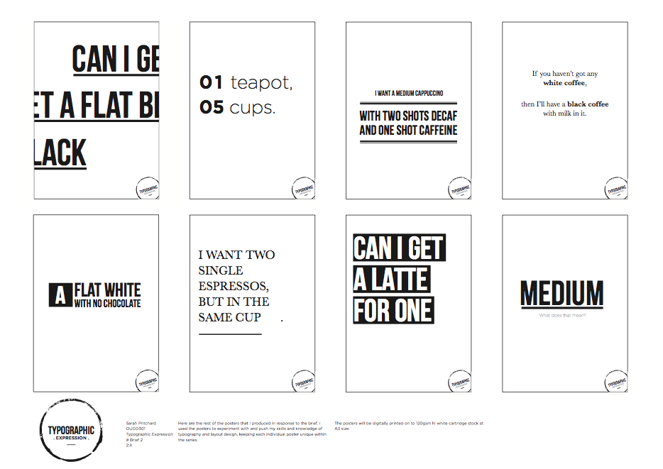 Sarah Pritchard - Design Practice: Typographic Expression - Design Boards