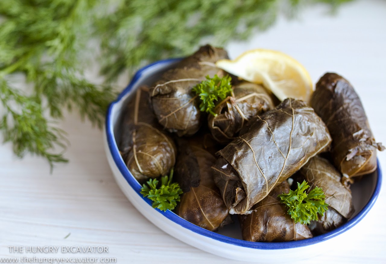 The Hungry Excavator: Dolmades (Dill and Mint Stuffed Vine Leaves)