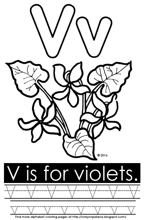 Crayon Palace: "V is for violets" alphabet coloring page