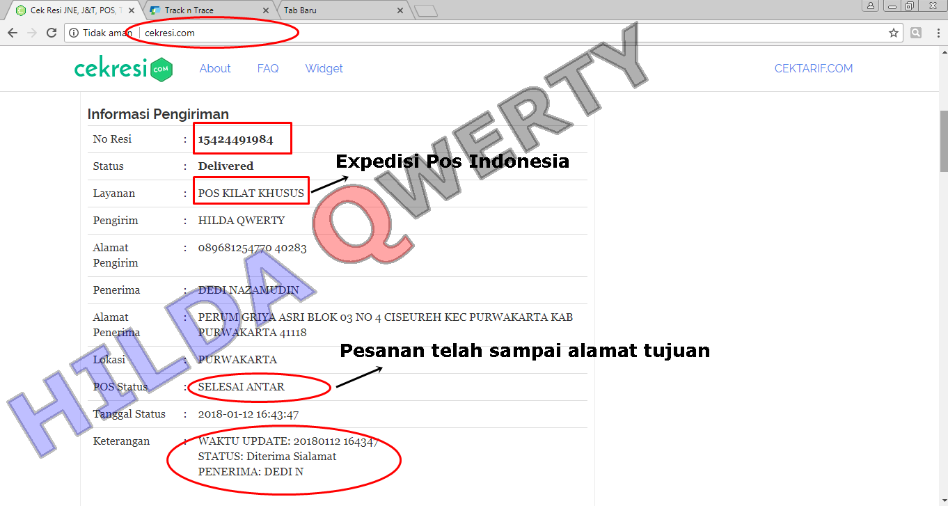 Bukti Pengiriman - HQwert