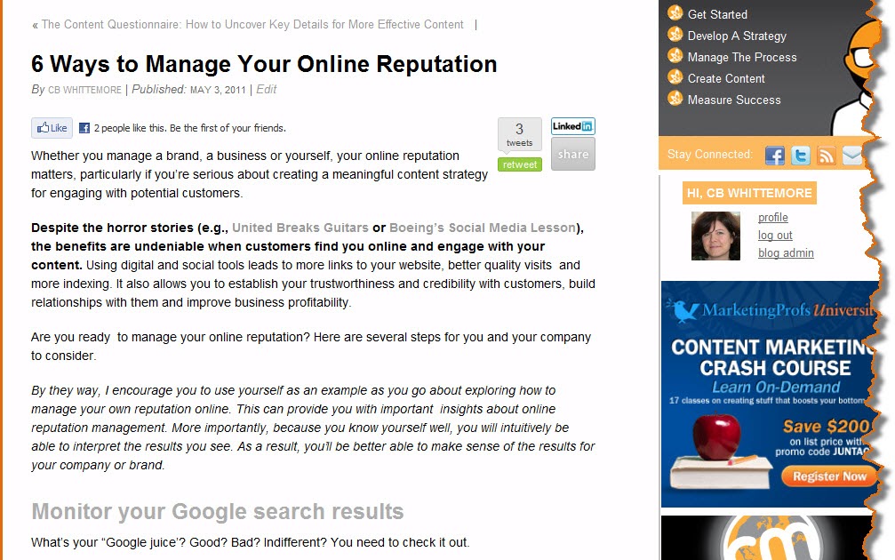 Simple Marketing Blog: How To Manage Your Online Reputation