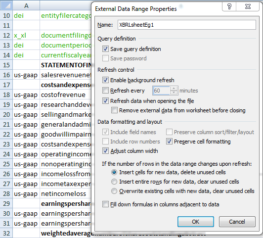 XBRL Sheet - Direct access to XBRL from within Excel : XBRL for Analysis