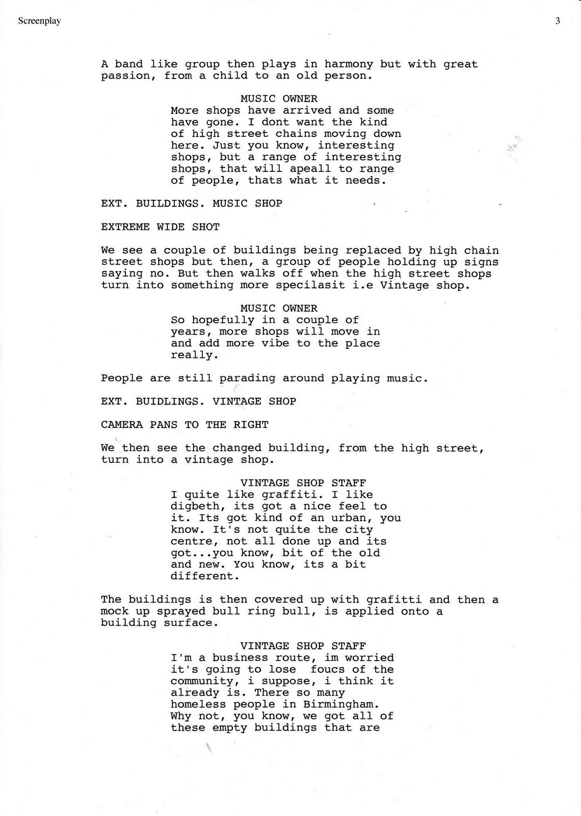 Awath Animation: Digbeth- ScreenPlay & Animatic