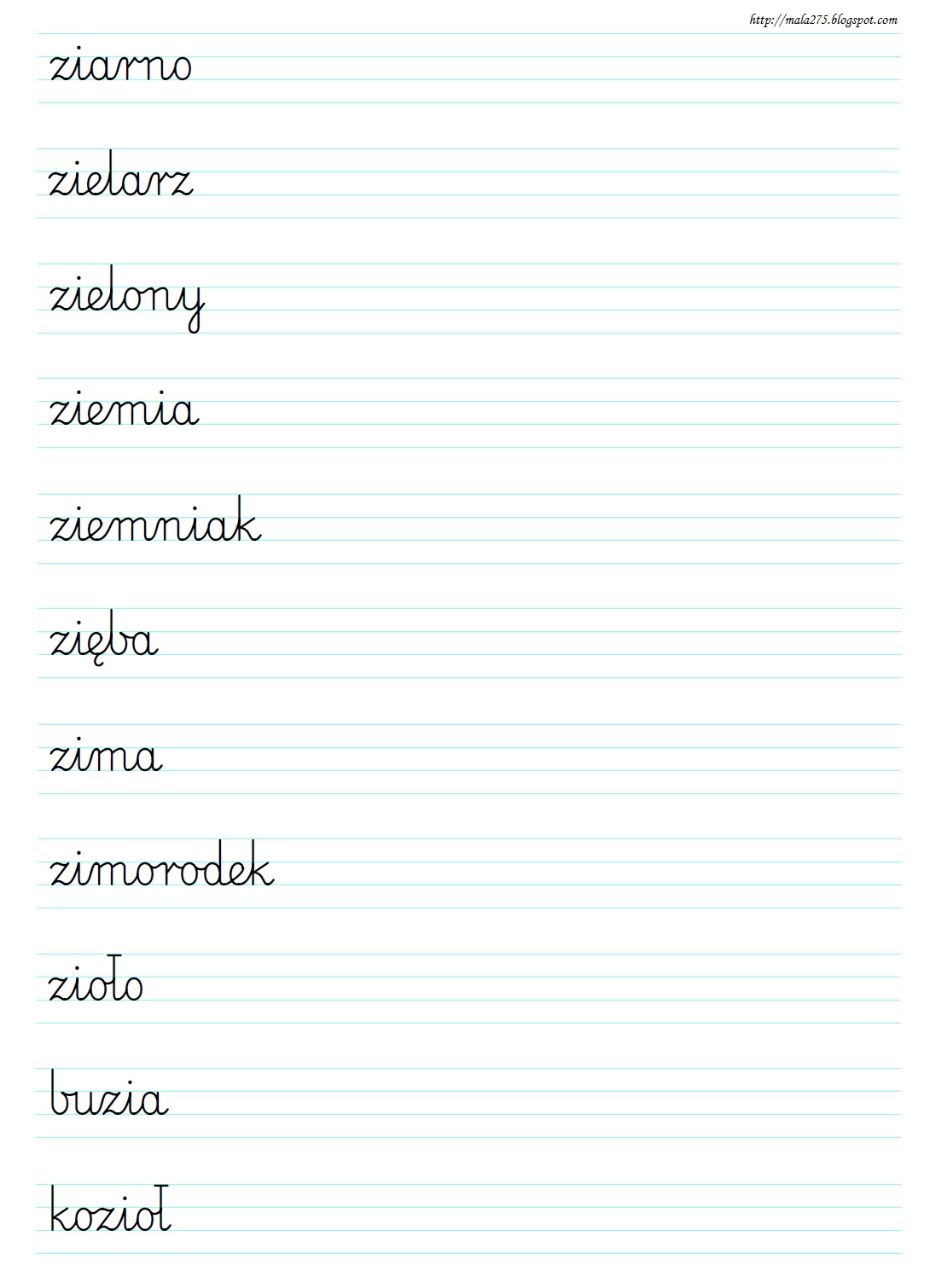 BLOG EDUKACYJNY DLA DZIECI: LITERKA Ź / ZMIĘKCZENIE Zi - KARTY PRACY