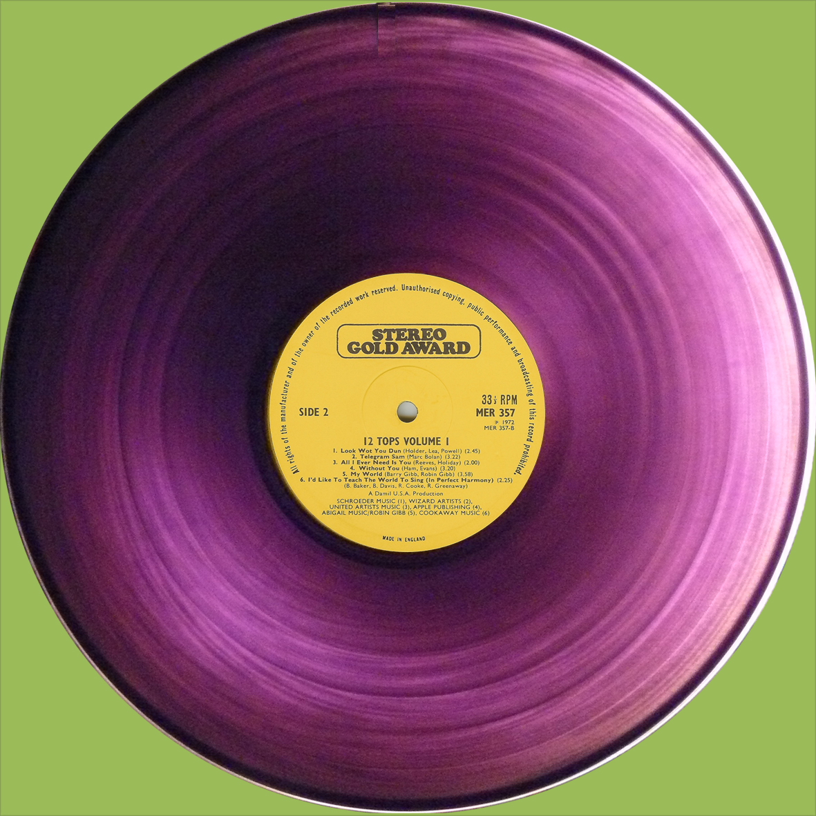 Copycat Cover Records: Another coloured vinyl from "12 Tops"
