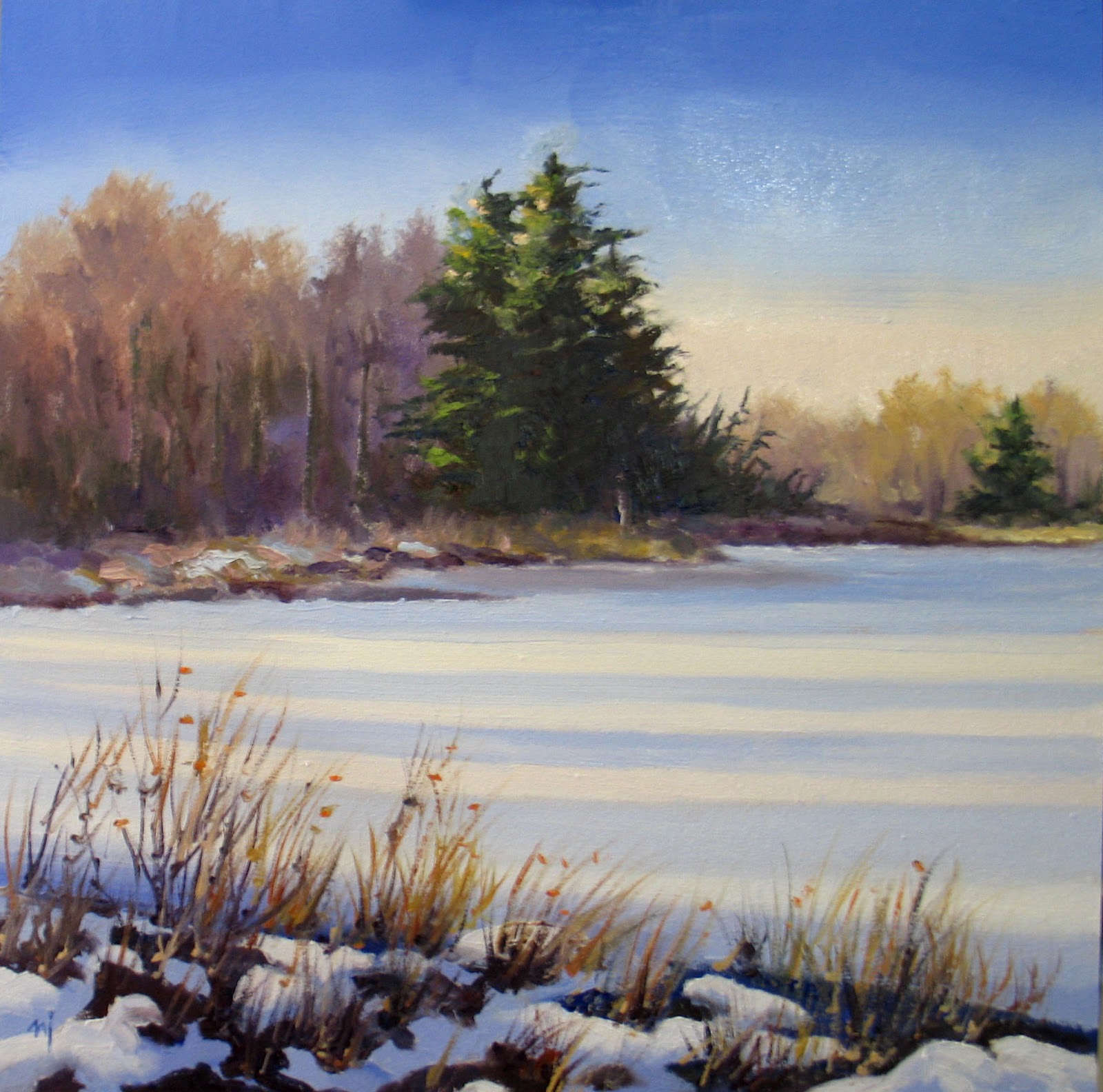 Nel's Everyday Painting: Moss Pond with Snow - SOLD