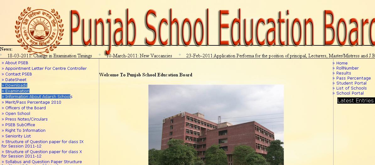 PSEB, Mohali - New Website Design and Structure