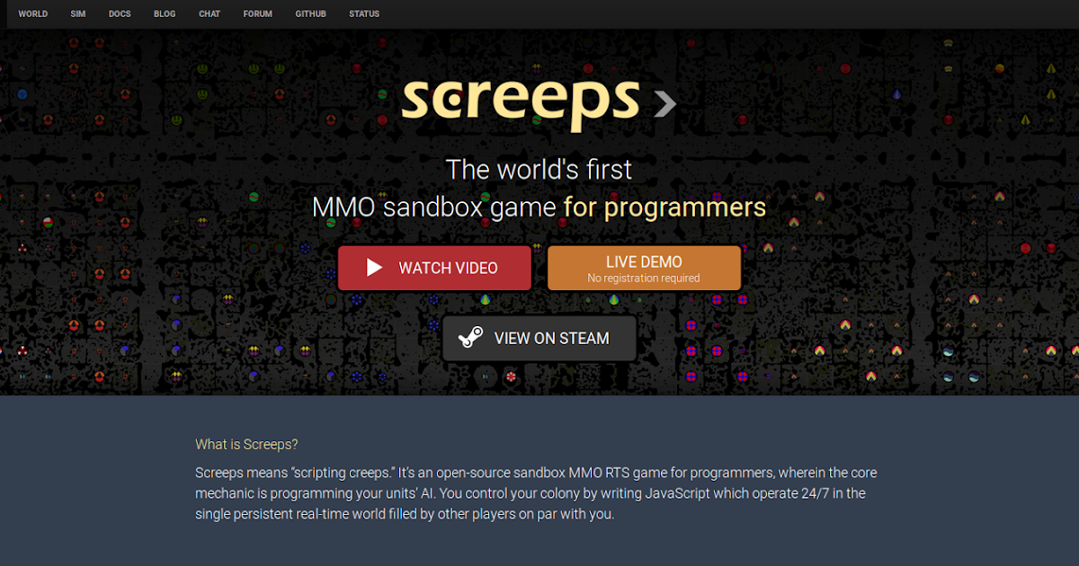 Screeps - ММО игра для программистов. Описание.