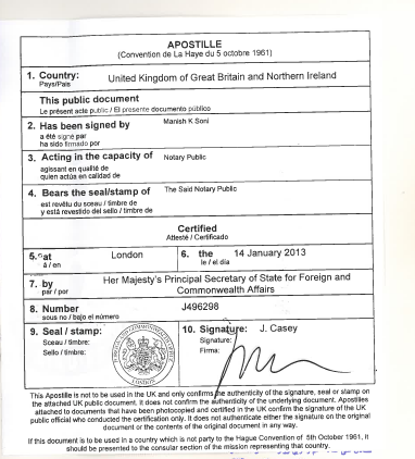 Jak vypadá apostila ze Spojeného království | Apostile.cz