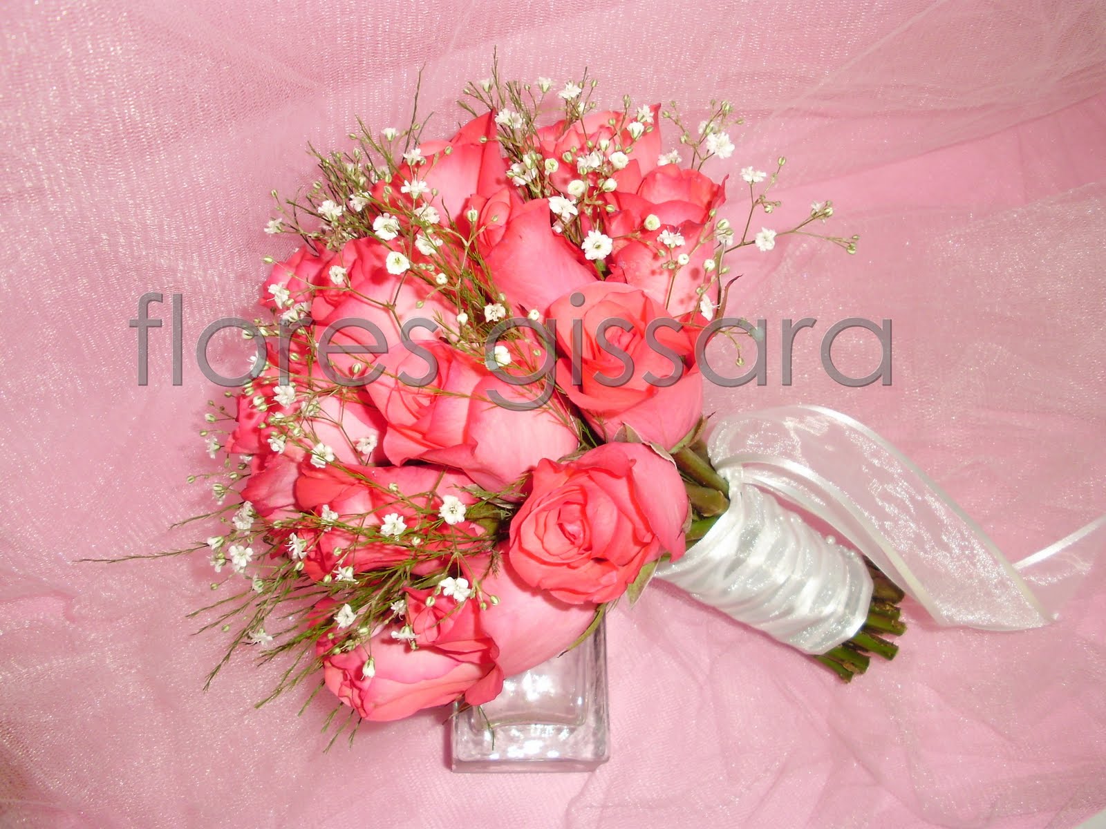 Flores Gissara: Ramo de novia 04 - redondo de rosas rosadas con ...