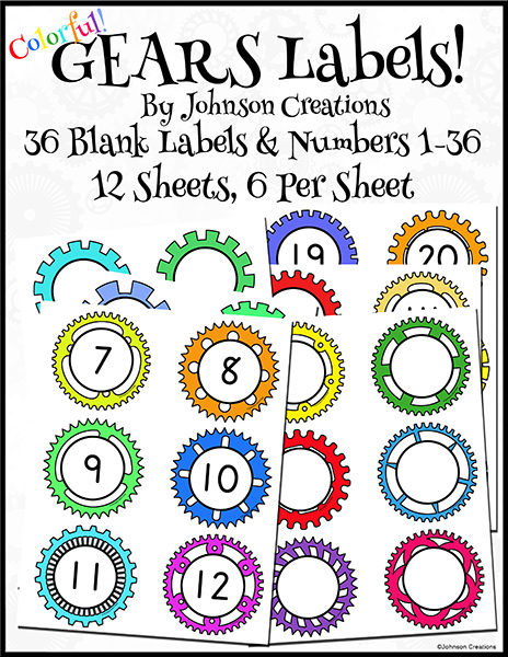 Johnson Creations: Gears Labels