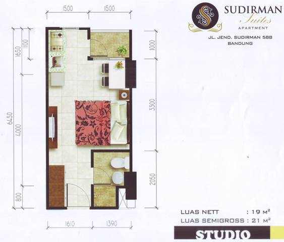Apartemen Istana Group: Denah Type Studio Sudirman Suites Apartment