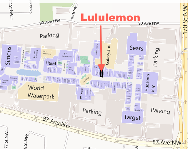 lululemon international mall mapping
