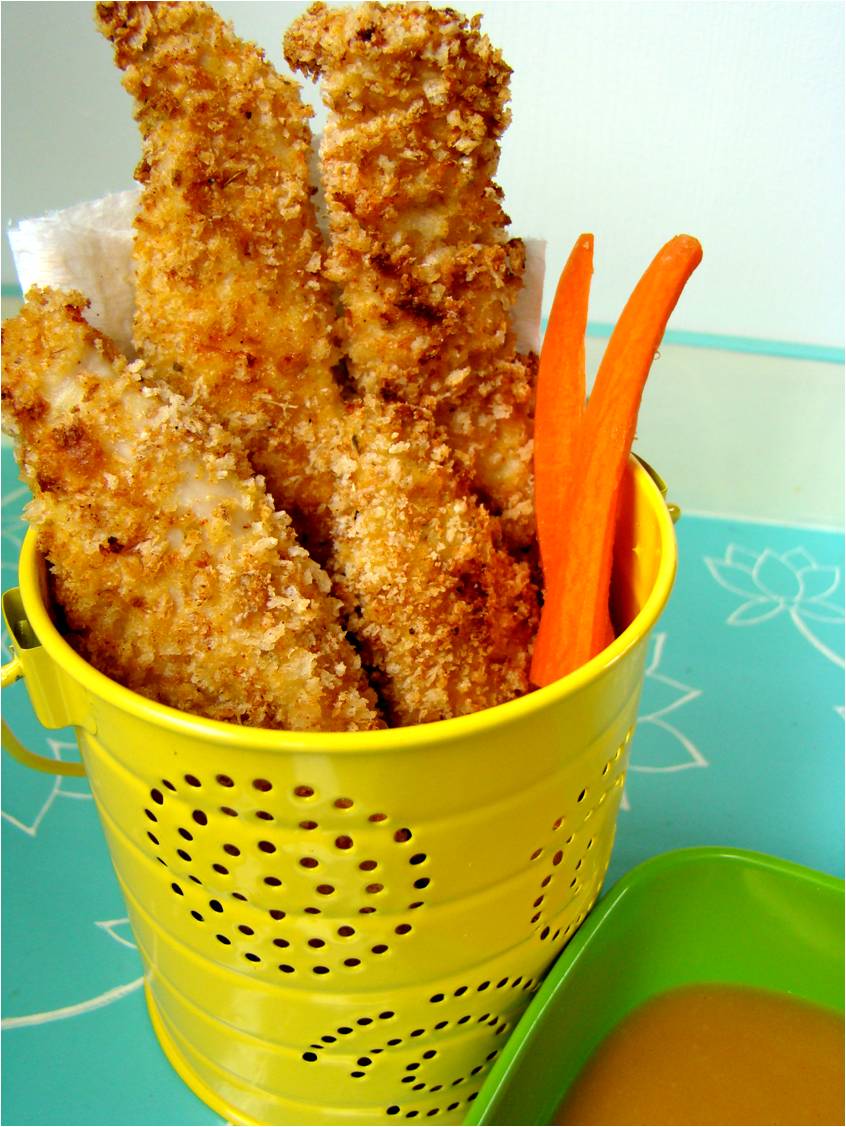 Crunchy cluckers with honey mustard dip