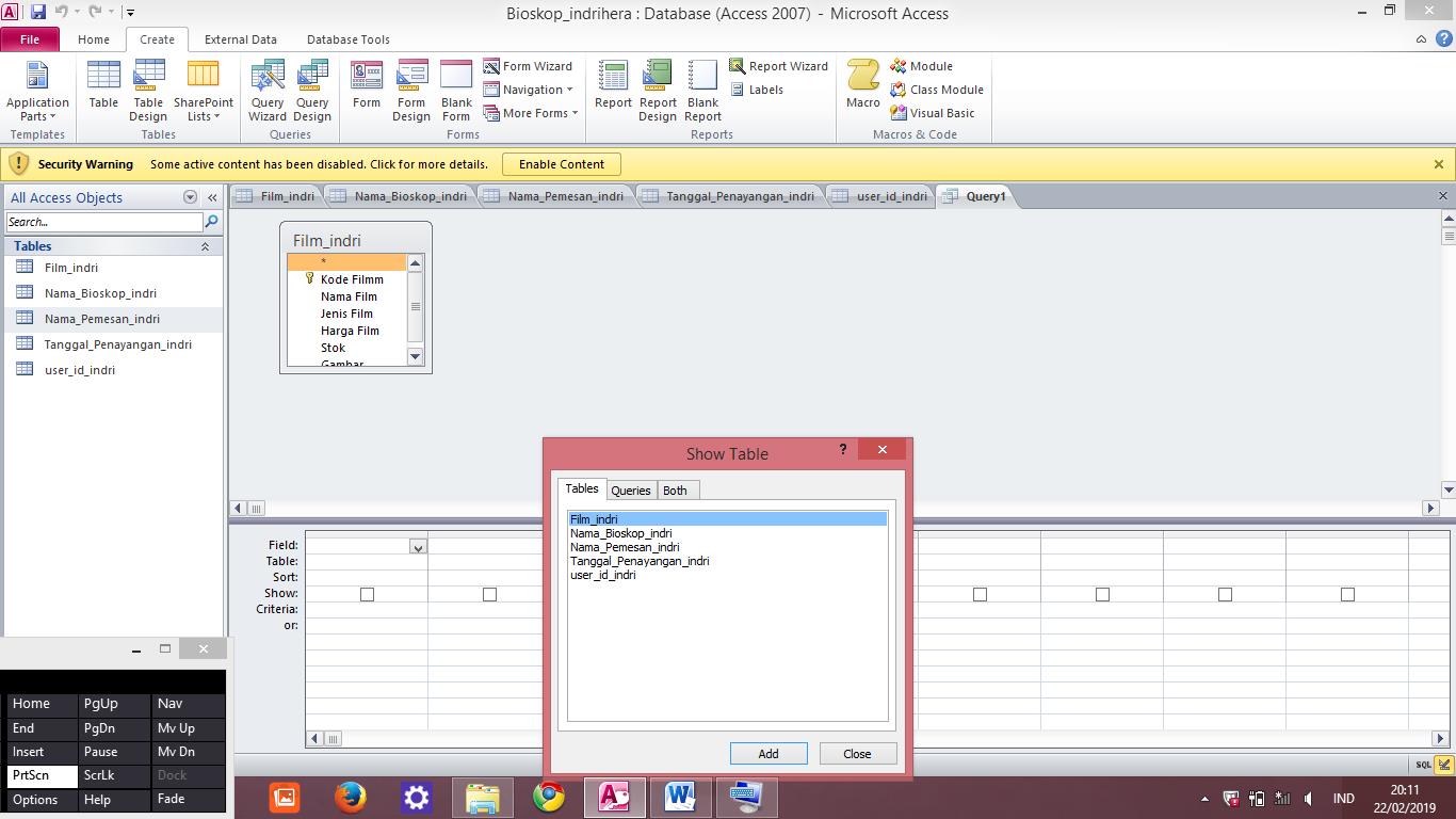 Database: CARA MEMBUAT DATABASE BIOSKOP DALAM MICROSOFT ACCESS